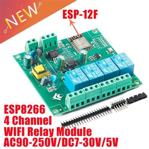 Module De Relais Wifi Esp8266 Esp 12f 4 Canaux Ac90 250v Dc7 30v 5v