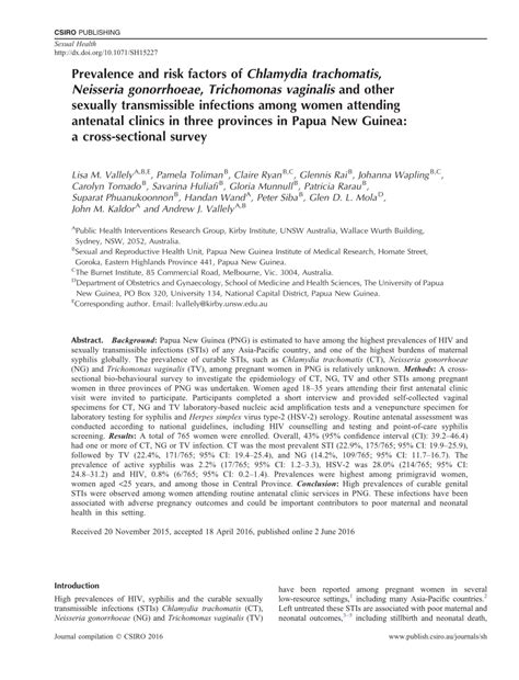 Pdf A Novel Point Of Care Testing Strategy For Sexually Transmitted Infections Among Pregnant