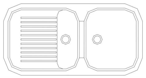 Drawings Details Of Sink 2d View Of Kitchen Automation Units Dwg