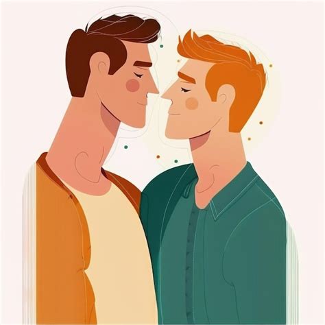 Casal Lgbt De Ia Generativa Se Beijando Em Uma Ilustração Composta Por