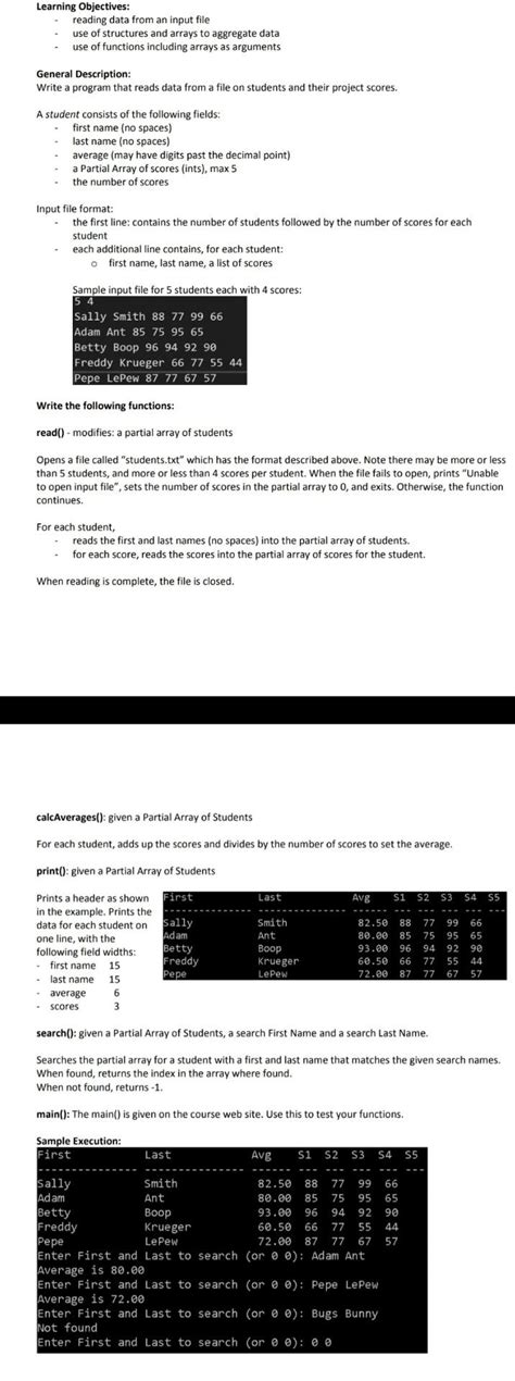 Solved Learning Objectives Reading Data From An Input File