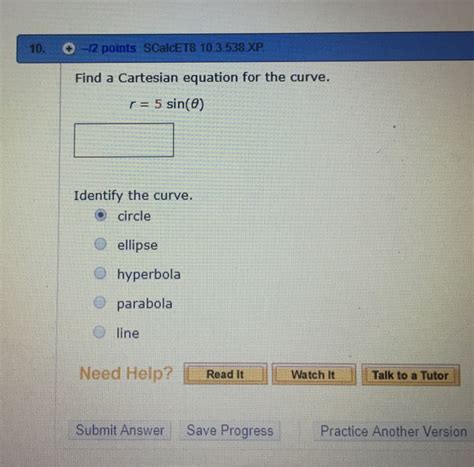 Solved Find A Cartesian Equation For The Curve R 5