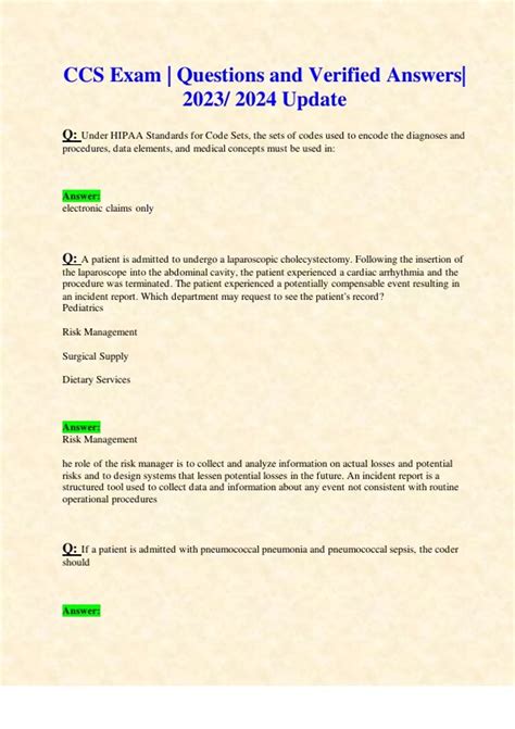 Ccs Exam Questions And Verified Answers 2023 2024 Update Ccs Stuvia Us