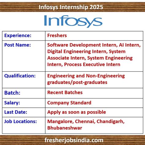 Infosys Internship 2025 Software Development Intern