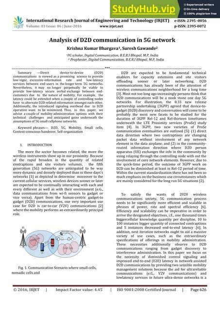 Analysis Of D2d Communication In 5g Network Pdf