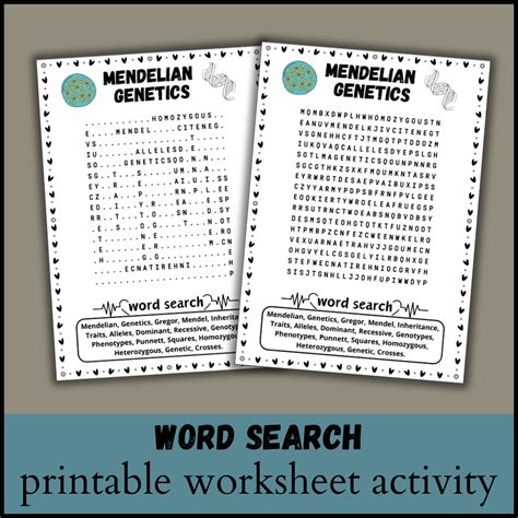 Mendelian Genetics Word Search Puzzle Worksheet Activity Made By