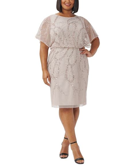 Adrianna Papell Plus Size Beaded Blouson Cocktail Dress Macys