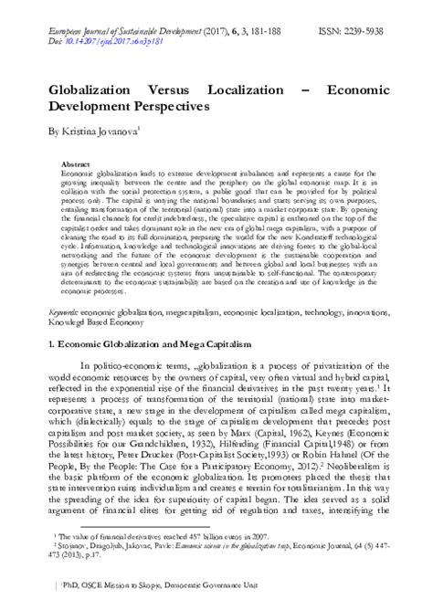 Pdf Globalization Versus Localization Economic Development Perspectives
