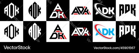 Adk Letter Logo Design In Six Style Polygon Vector Image