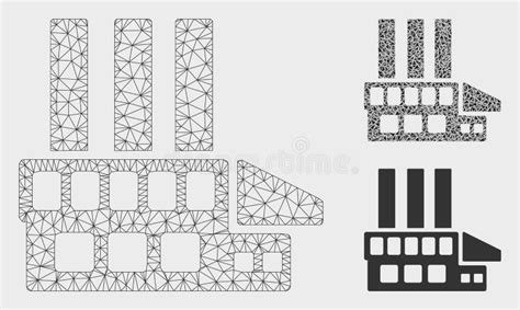Industrial Building Vector Mesh Wire Frame Model And Triangle Mosaic