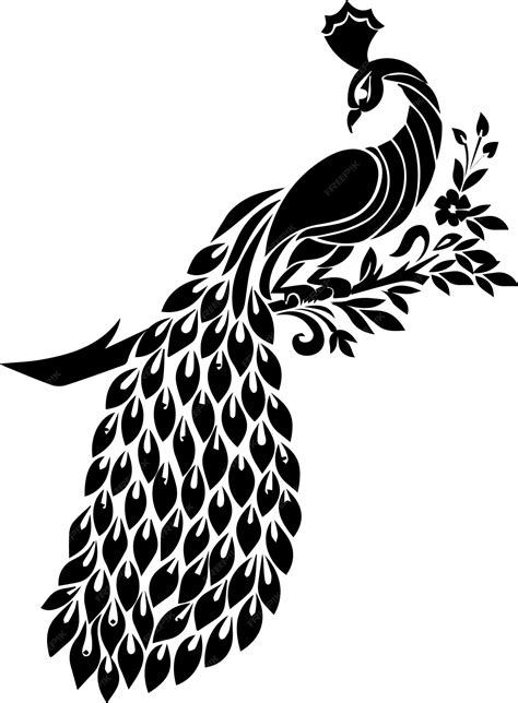 Premium Vector Peacock Pattern Silhouette Set Collection Isolated