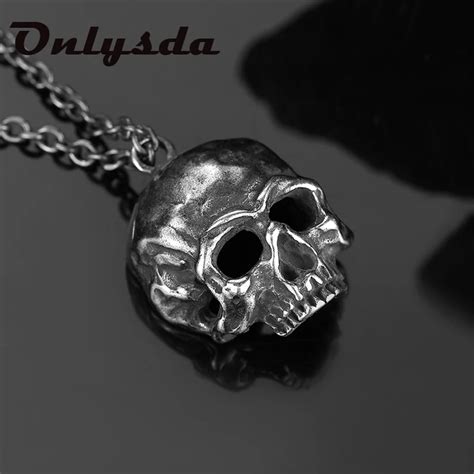 Freeshipping Retro Unique Black Skull Pendant Necklace 316l Stainless