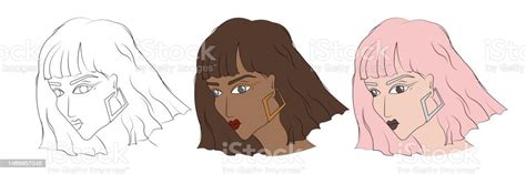 젊은 여자 또는 소녀의 간단한 선형 패션 초상화입니다 디자인 로고 엠블럼 라벨 표지판에 대 한 세련 된 현대 그림입니다 미용사 미용실 화장품 회사 웹 사이트 개인 장식품에