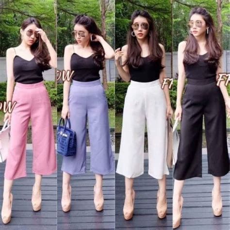 กางเกงขาบาน5ส่วน ผ้าฮานาโกะ S 3xlงานดี ทรงสวย Shopee Thailand