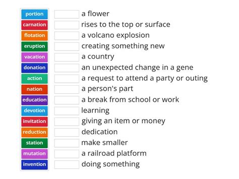 Suffix Tion Match Up