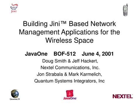 Ppt Building Jini™ Based Network Management Applications For The Wireless Space Powerpoint