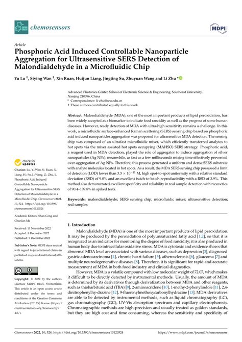 Pdf Phosphoric Acid Induced Controllable Nanoparticle Aggregation For Ultrasensitive Sers