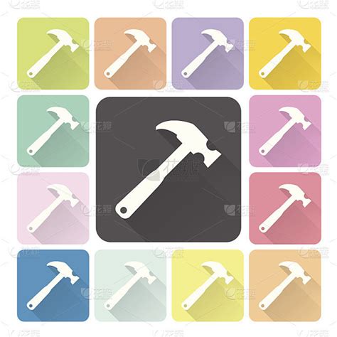 锤子图标颜色设置矢量插图