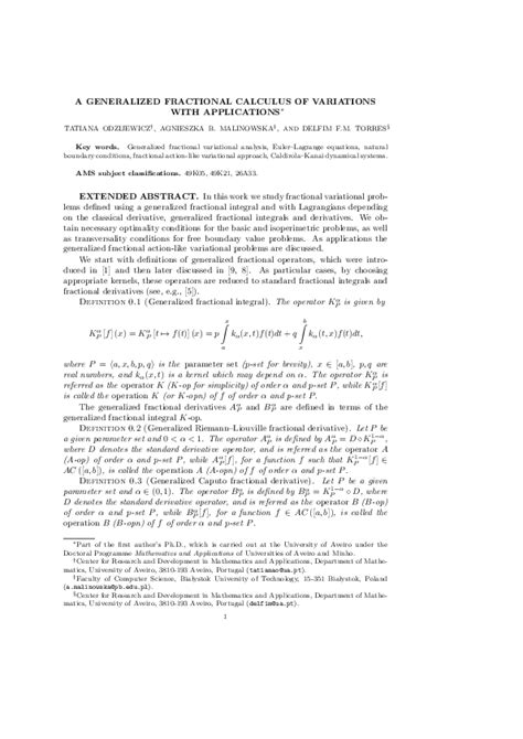 A Generalized Fractional Calculus Of Variations With Applications