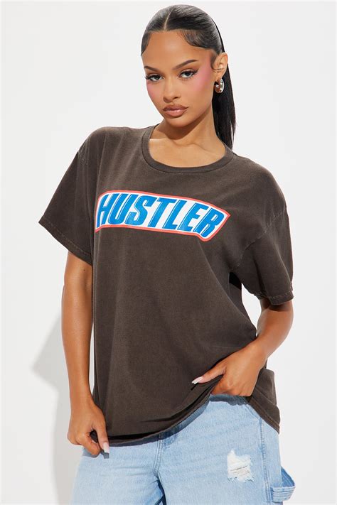 Hustler Washed Oversized Tee Chocolate Fashion Nova