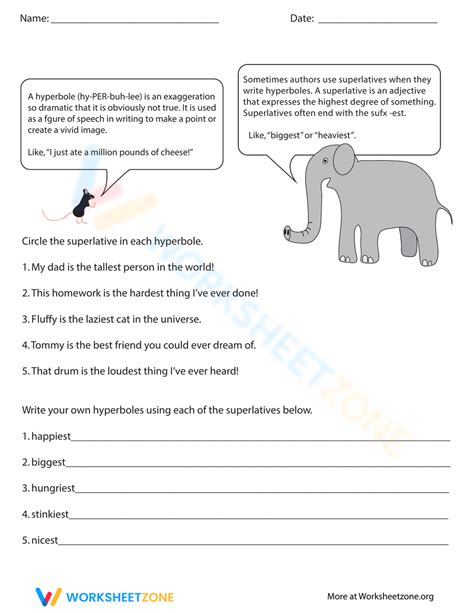 Hyperboles And Superlatives Worksheet