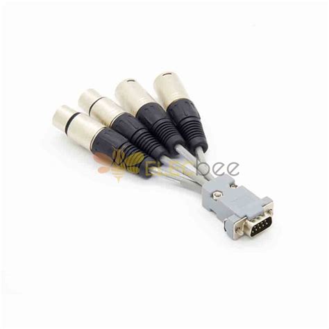 DB9 Male To XLR 4 Ports Analog Audio Cable Adapter Clear Audio Signal 5cm Length
