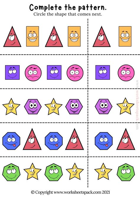 patterns draw the next shape worksheetspack