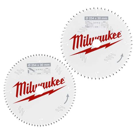 Milwaukee 254mm Wood Mitre Saw Blade 60t80t Pack Of 2 4932479576 Cef