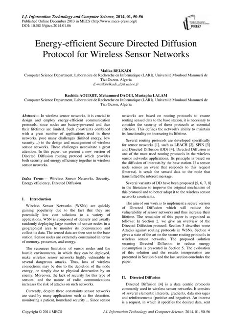 Pdf Energy Efficient Secure Directed Diffusion Protocol For Wireless
