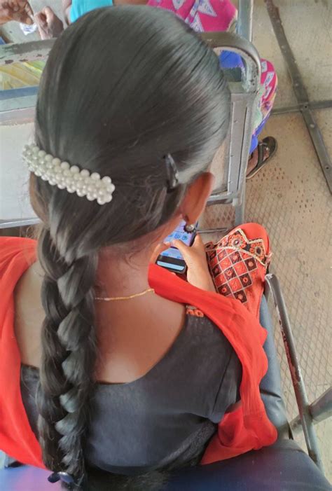 Tamil Village Girls Traditional Oiled Jadai Hair Style Village