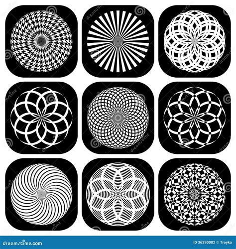 Patterns In Circle Shape Design Elements Set Stock Vector Illustration Of Decorative