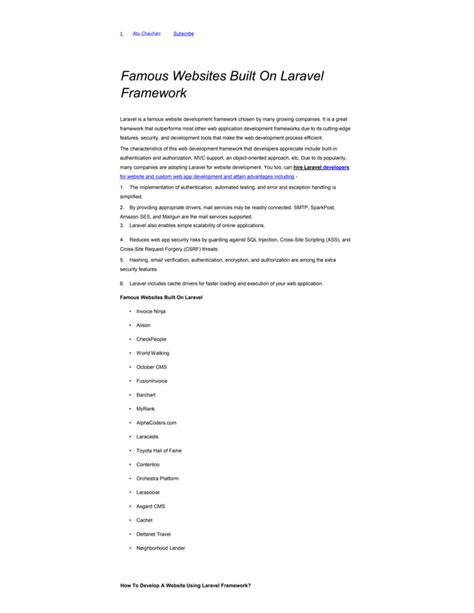 Famous Websites Built On Laravel Frameworkppt