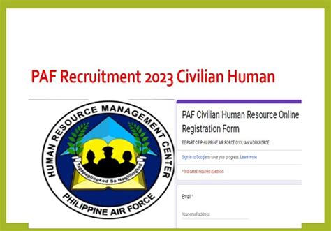 Paf Civilian Human Recourses Online Registration Form 2023 Link Paf