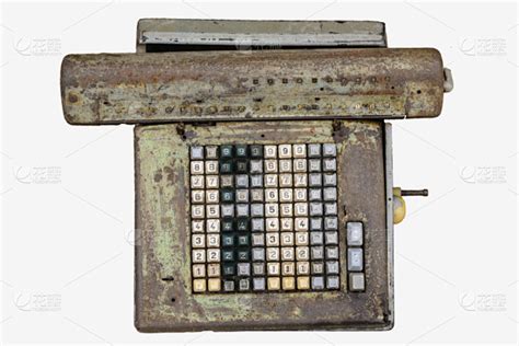过时的计算器收银机收银员花名册过去打印单据计算机键盘技术简单