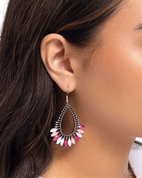 Pronged Pattern Pink Paparazzi Earrings Jewelryblingthing