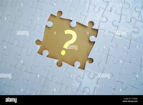 Question Mark On Jigsaw Puzzle With Missing Piece Concept Of Question