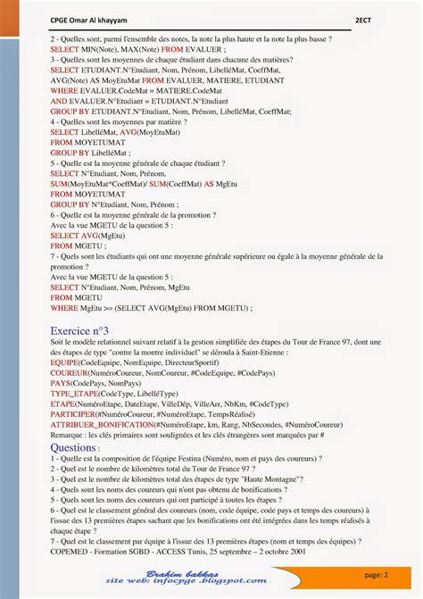 Informatique Cpge Cours Et Exercices Dinformatique Td Sql