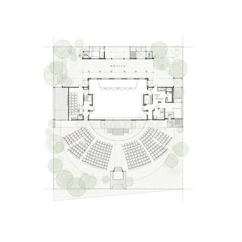 Architectural Floor Plan Of A Rectangular Building With Symmetrical Layout Central Large Stock