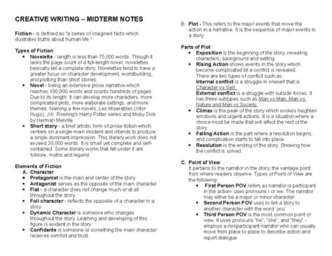 Creative Writing Midterm Notes Creative Writing Midterm Notes