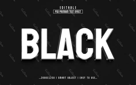 Black Metallic Edges 3d Text Effect Photoshop Premium Psd File