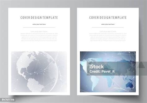 A 4 형식의 편집 레이아웃의 벡터 일러스트 레이 션 브로셔 잡지 전단지 책자 보고서에 대 한 디자인 서식 파일을 다루고 있습니다 기술 개념입니다 분자 구조 연결 배경