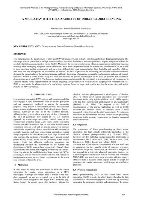 Pdf A Micro Uav With The Capability Of Direct Georeferencing