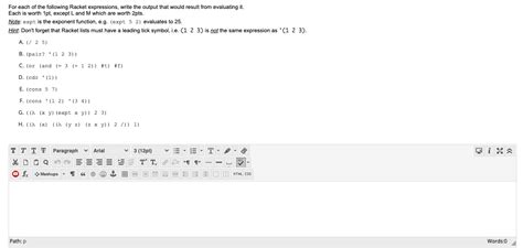 Solved For Each Of The Following Racket Expressions Write
