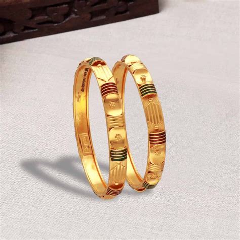 Buy 22kt New Model Gold Bangles With Enamel Finish 16vl4791 Online From Vaibhav Jewellers