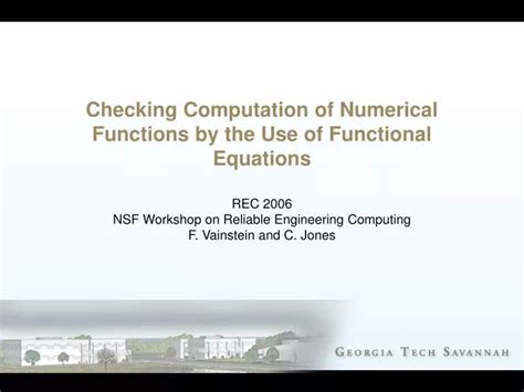 Ppt Checking Computation Of Numerical Functions By The Use Of