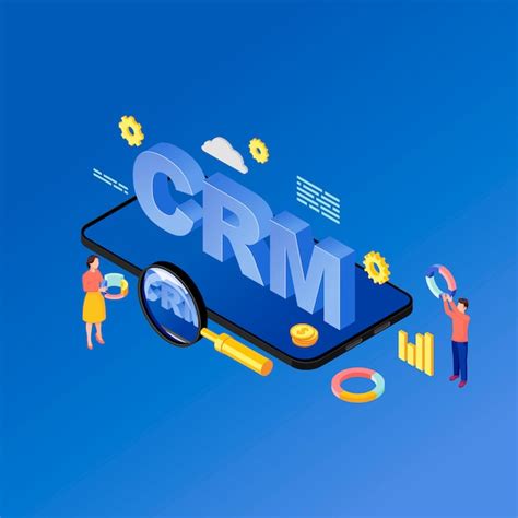 스마트 폰 Crm 앱 아이소 메트릭 그림 프리미엄 벡터