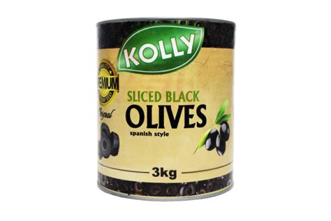 Kolly Sliced Black Olives 3 Kg Bulk Tin Premium Egyptian Brined