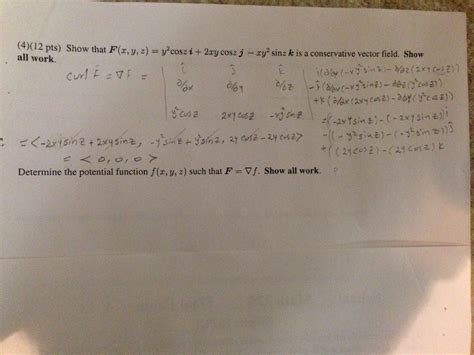 Solved Show That F X Y Z Y Cos Z I Xy Cos Z J Chegg