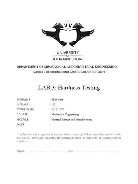 Lab 3 Rockwell Hardness Testing Pdf Hardness Secondary Sector Of The Economy