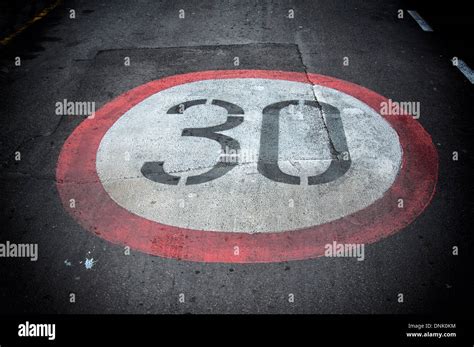 Sign For The Speed Limit On Road Stock Photo Alamy